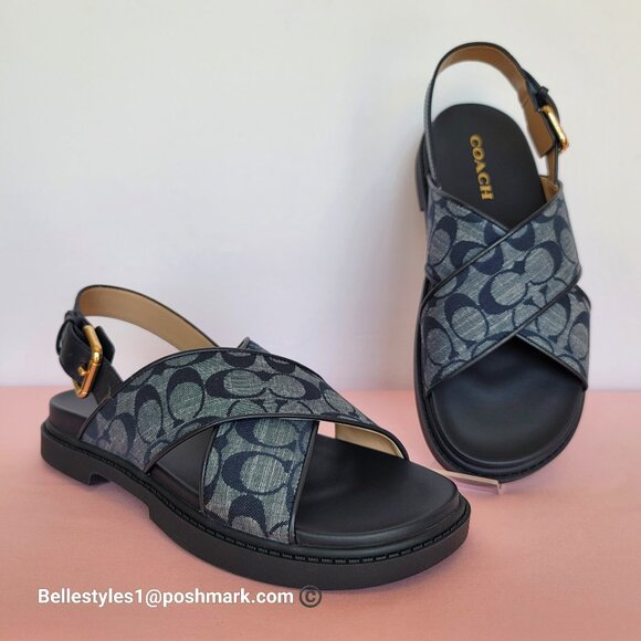 Coach | Shoes | Coach Fraser Sandal In Signature Jacquard Chambray ...